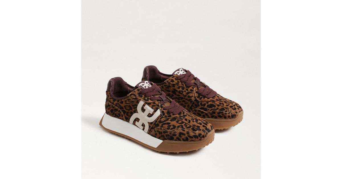 Sam Edelman Langley Lace Up Sneaker Leopard Calf Hair/Leather in Brown ...