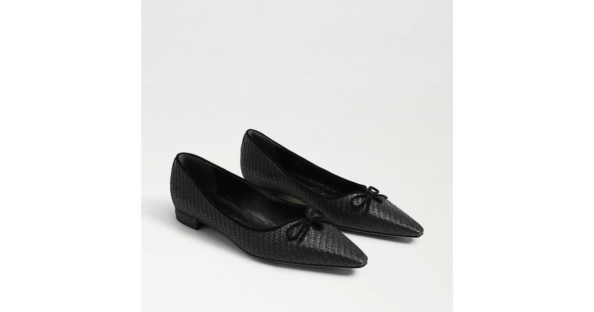 Sam Edelman Esmira Pointed Toe Ballet Flat Faux Leather in Black | Lyst