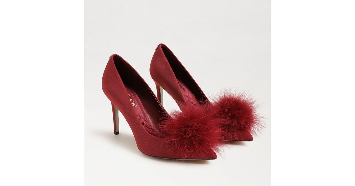 Sam Edelman Hazel Plush Pointed Toe Pump Deep Scarlet Fabric in Red | Lyst