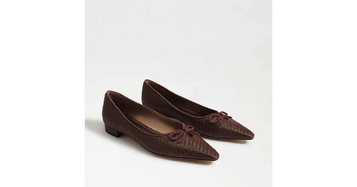 Sam Edelman Esmira Pointed Toe Ballet Flat Bourbon Leather in Brown | Lyst