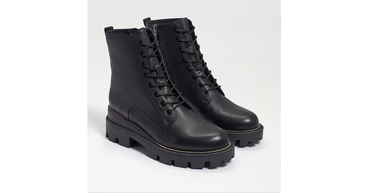 Sam Edelman Garret Platform Combat Boot Leather in Black | Lyst