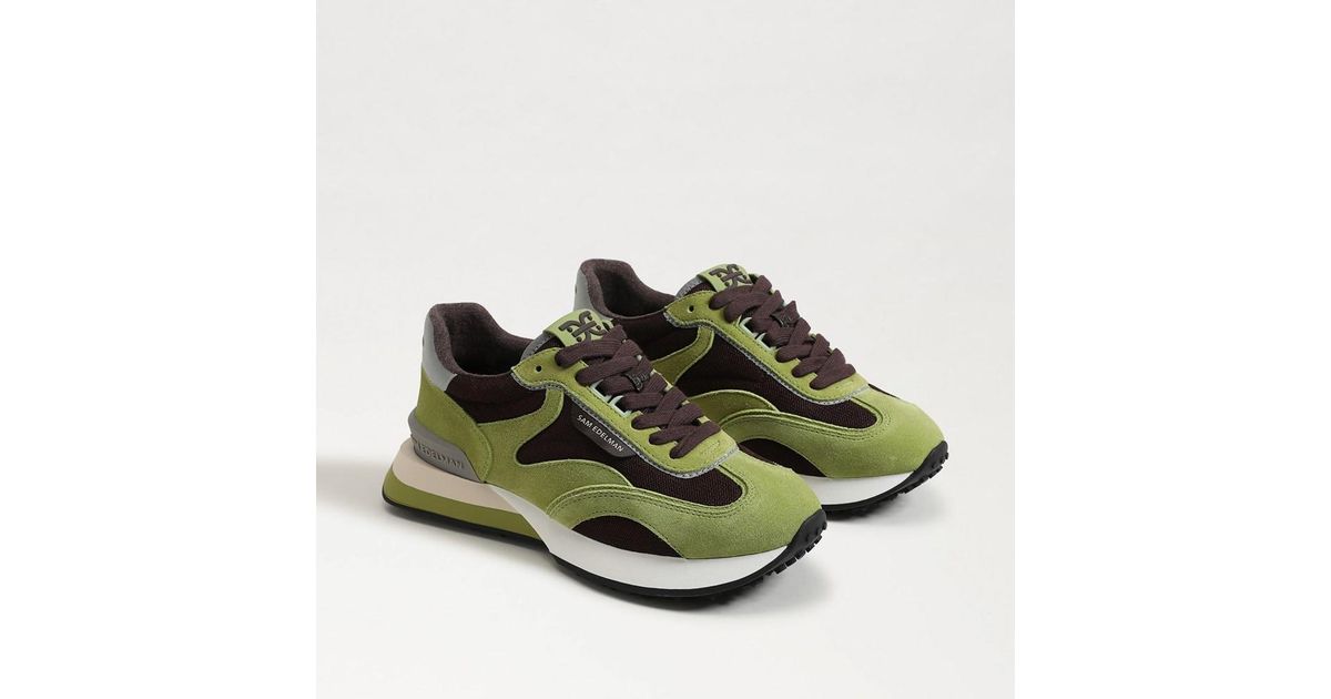 Sam Edelman Urie Lace Up Sneaker Mesh/Suede in Green | Lyst