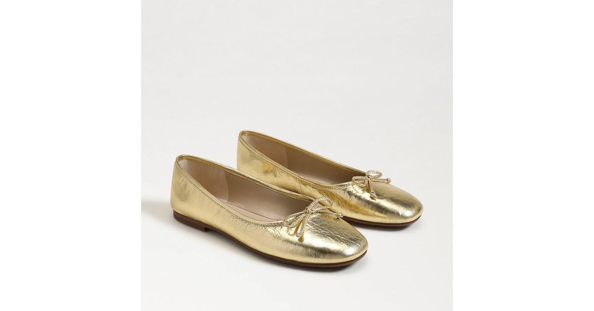 Sam Edelman Alie Ballet Flat Amber Leather in Metallic | Lyst