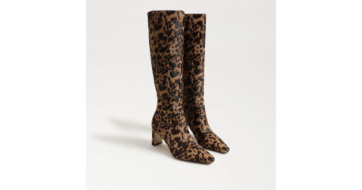 Sam Edelman Sylvia Knee High Boot Leopard Print Calf Hair in Brown | Lyst