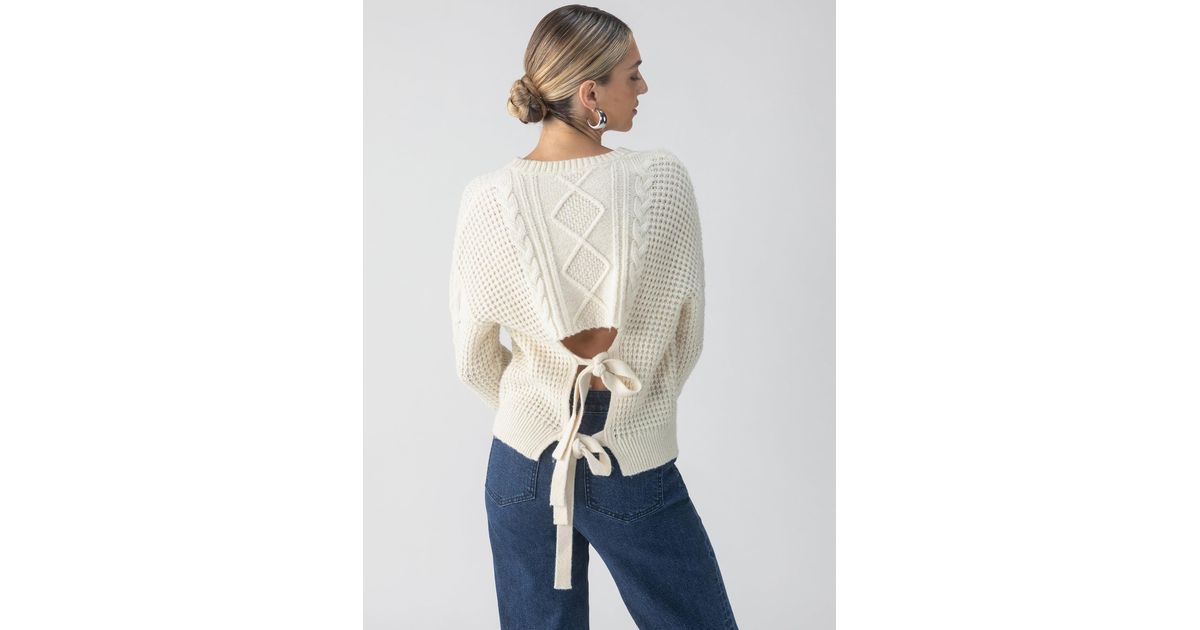 Sanctuary Tie Back Cable Sweater Frosted Almond in White | Lyst