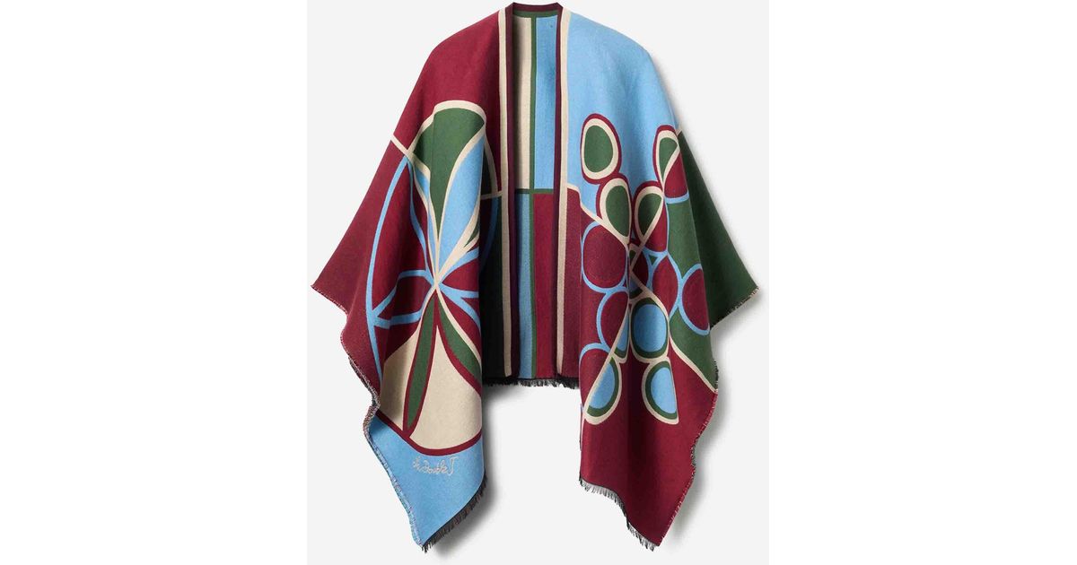 La DoubleJ Poncho Coat in Red | Lyst