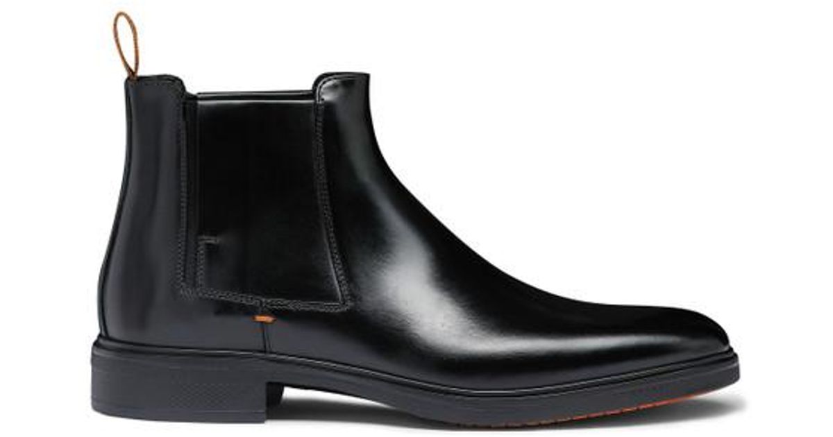 Santoni Leather Easy Boot in Black for Men | Lyst