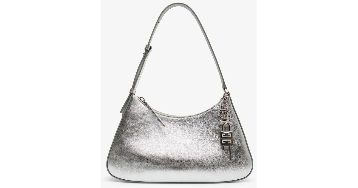 Givenchy Lucky Lock Small Silver Shoulder Bag in White | Lyst