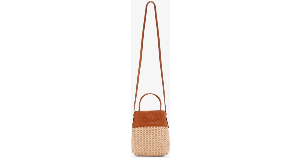 Chloé Chloe Sense Brown Raffia Bag | Lyst