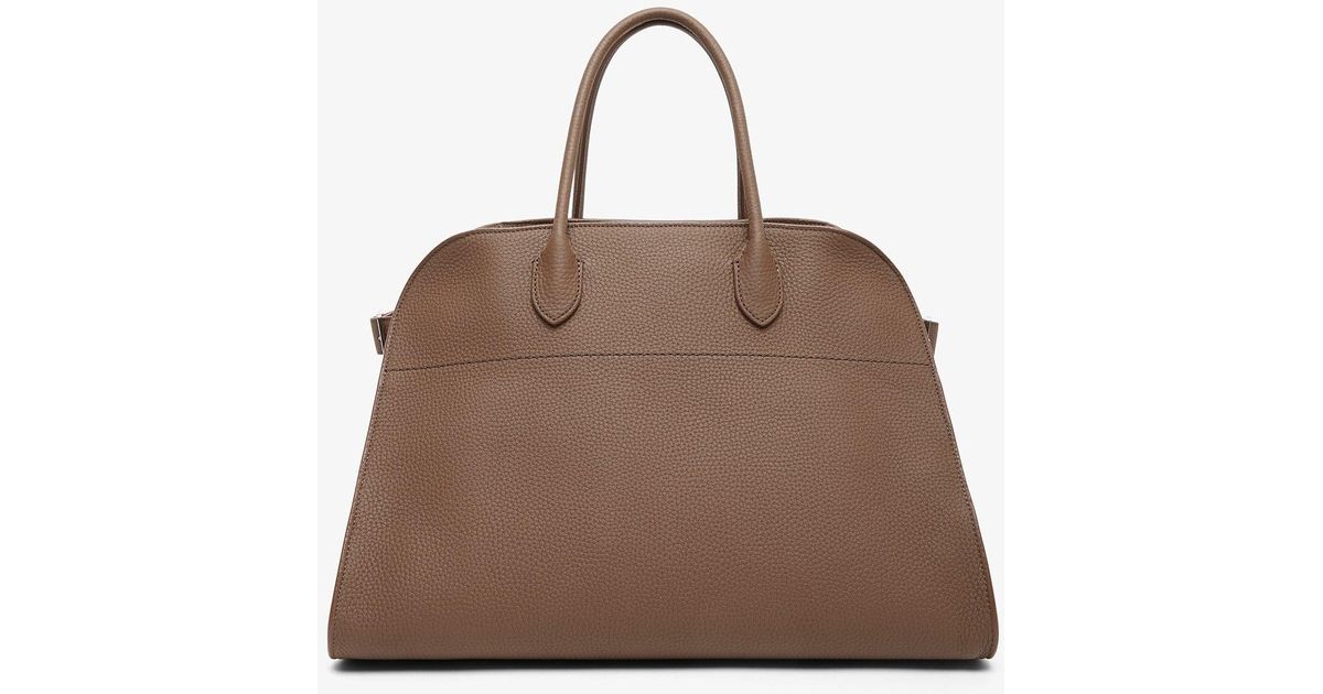 The Row Soft Margaux 15 Dark Olive Leather Bag in Brown | Lyst