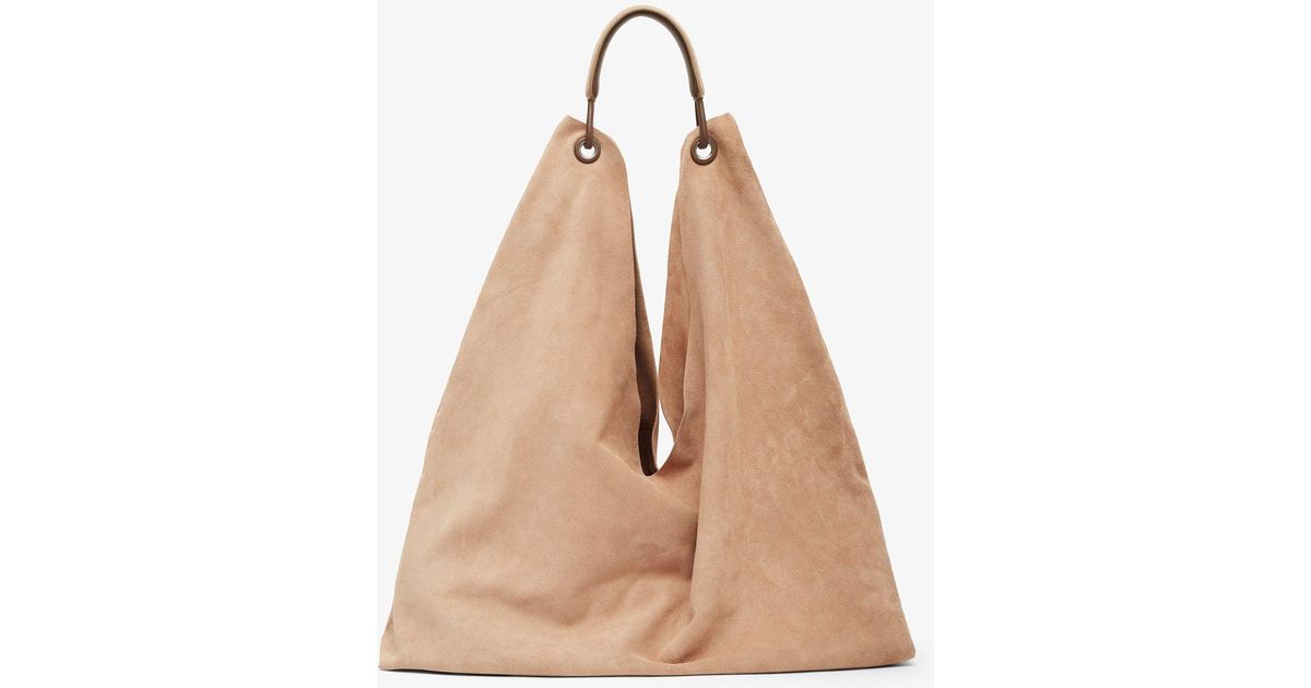 The Row Bindle Three Beige Suede Bag in Natural | Lyst UK