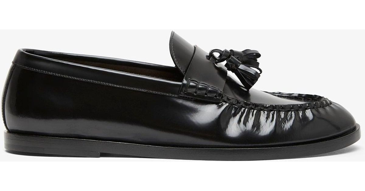The Row Polished Leather Loafers in White | Lyst UK