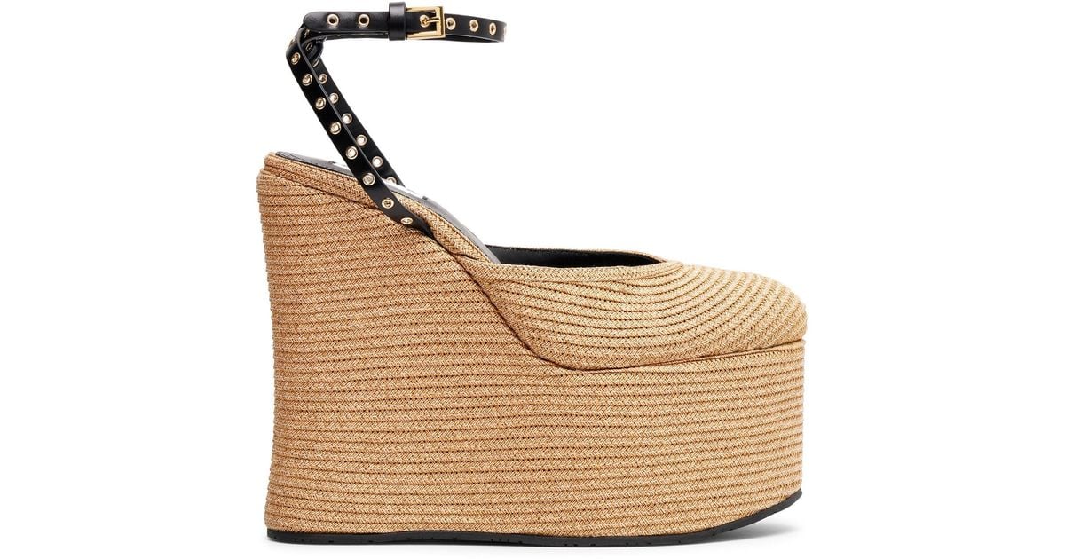 Alaïa Raffia Wedge Sandals in Natural | Lyst