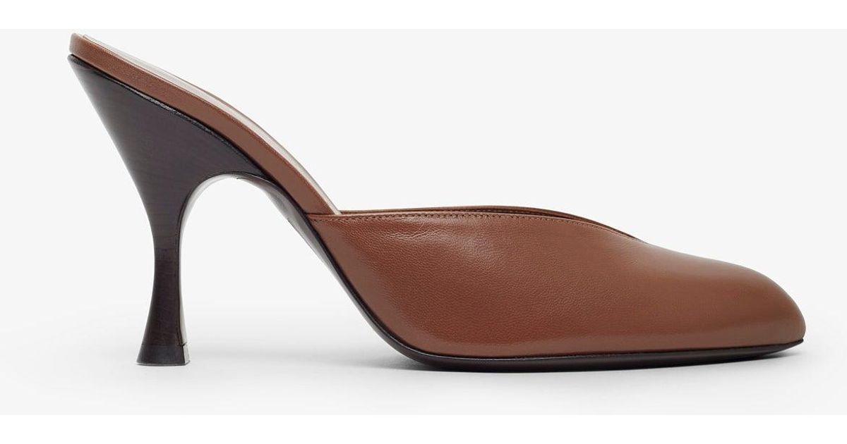 Herbert Levine Sitting Pretty 95 Brown Leather Mules in White | Lyst