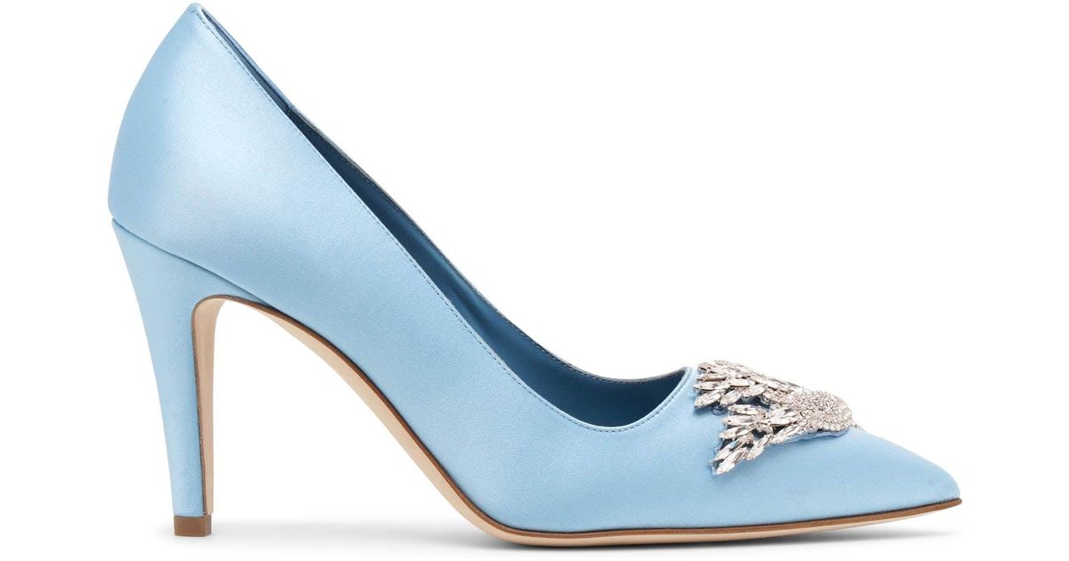 Manolo Blahnik Palos 90 Light Blue Satin Pumps | Lyst