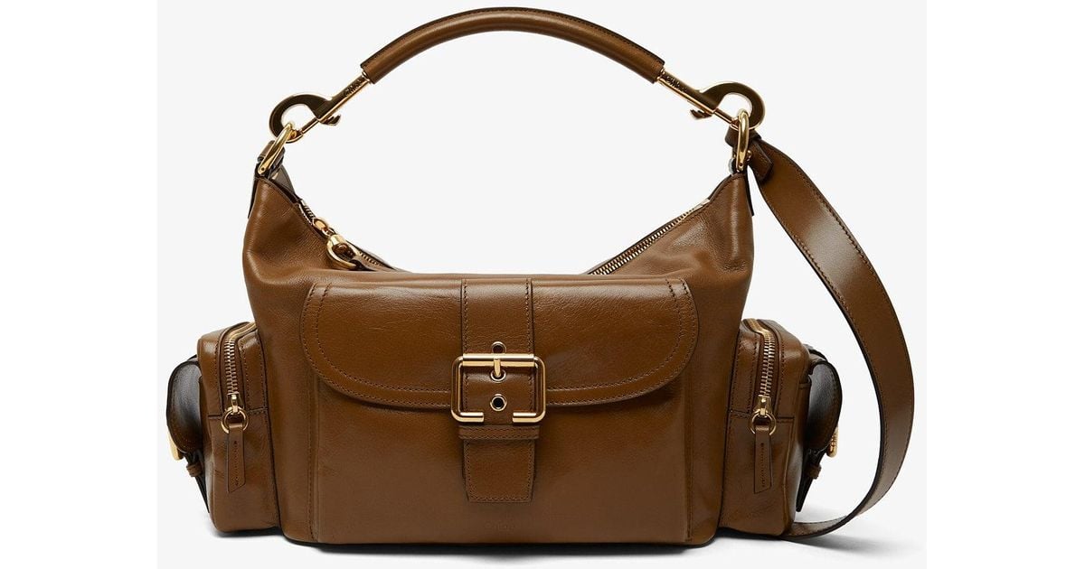 Chloé Shiny Dark Khaki Camera Bag in Brown | Lyst