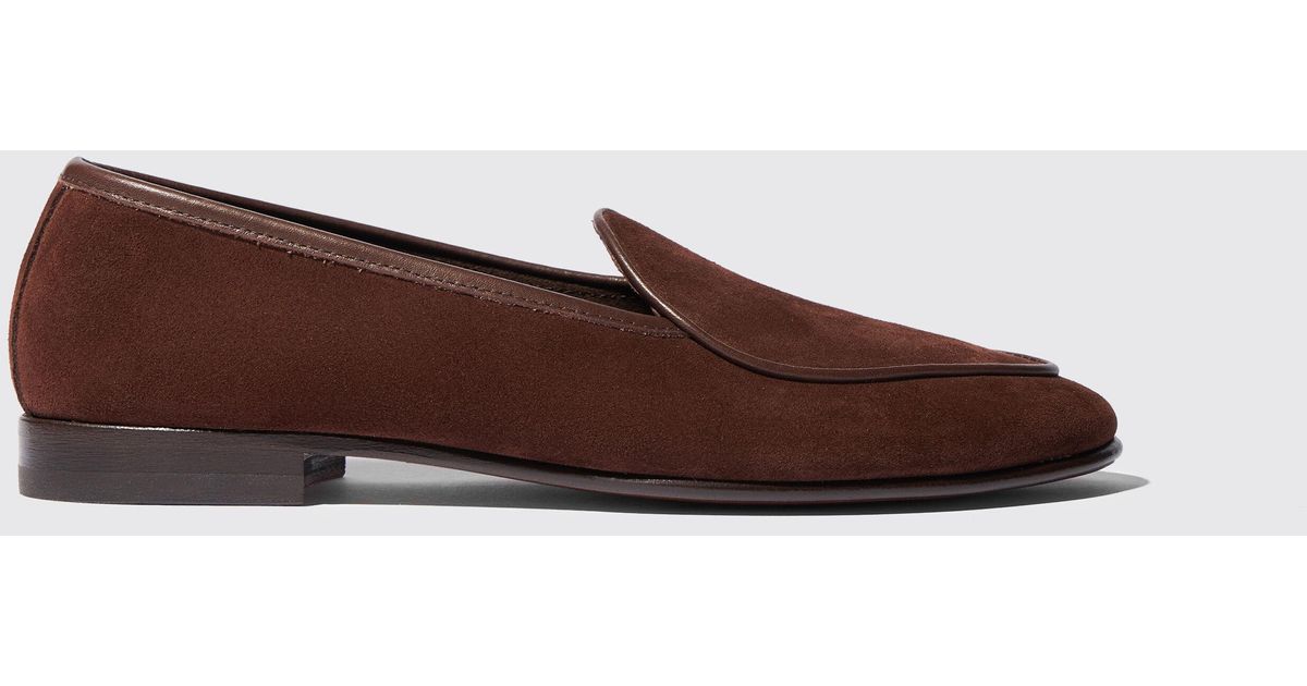 SCAROSSO Nils Brown Suede Loafers in Black for Men | Lyst