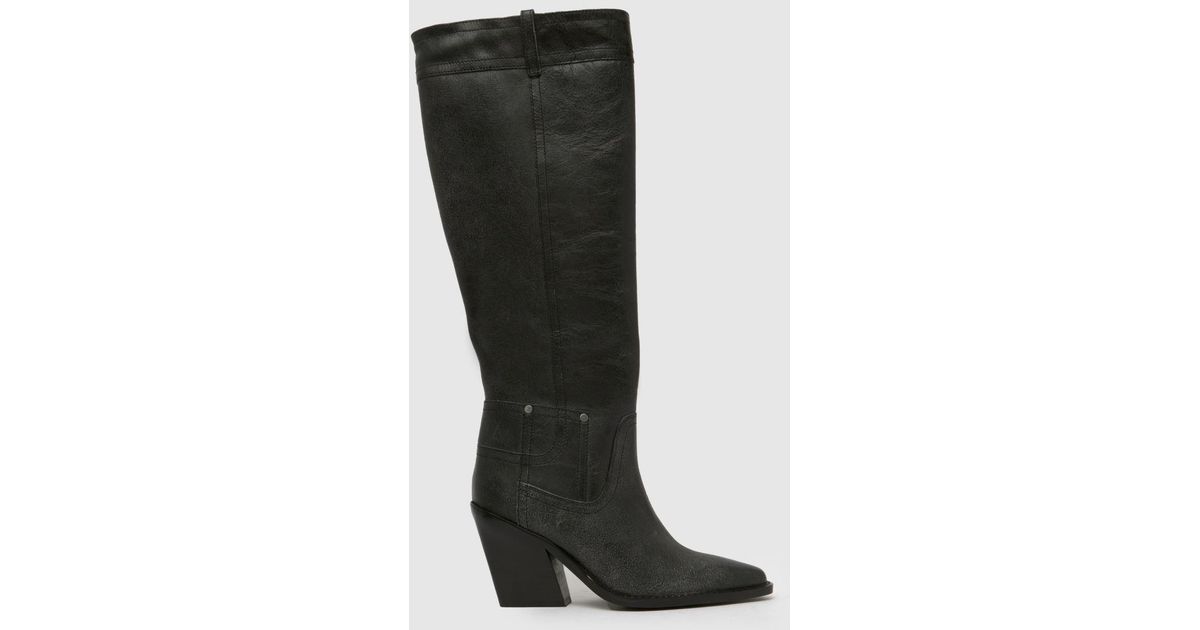 schuh Dusk Leather Knee High Boots in Black | Lyst UK