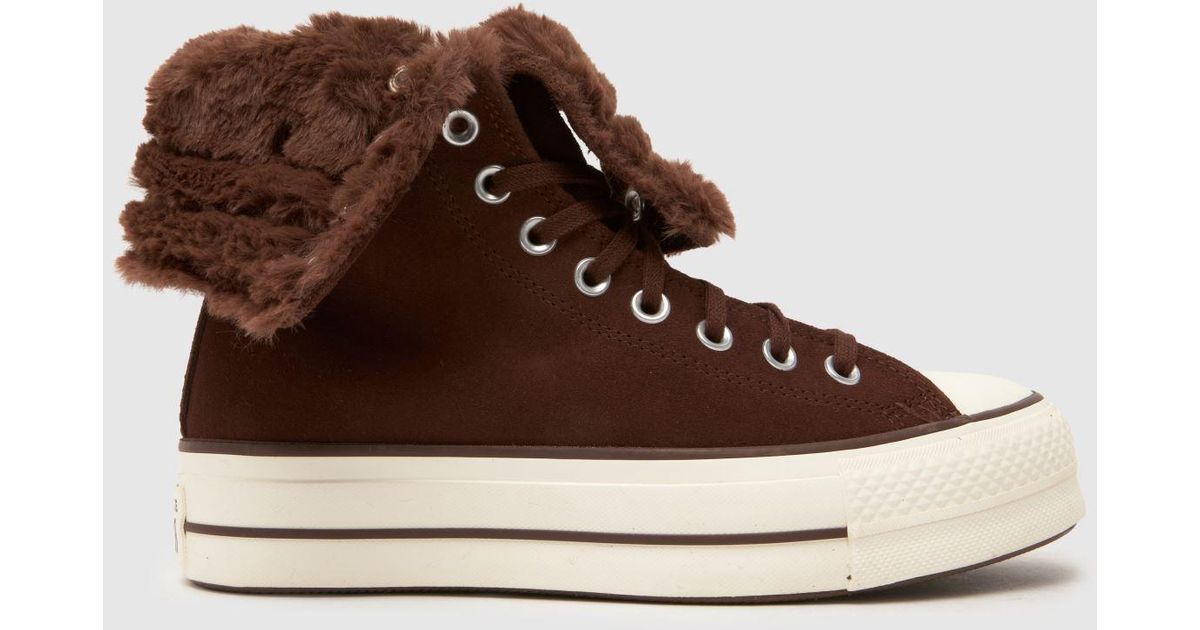 Converse All Star Fold Over Lift Trainers in Brown | Lyst UK