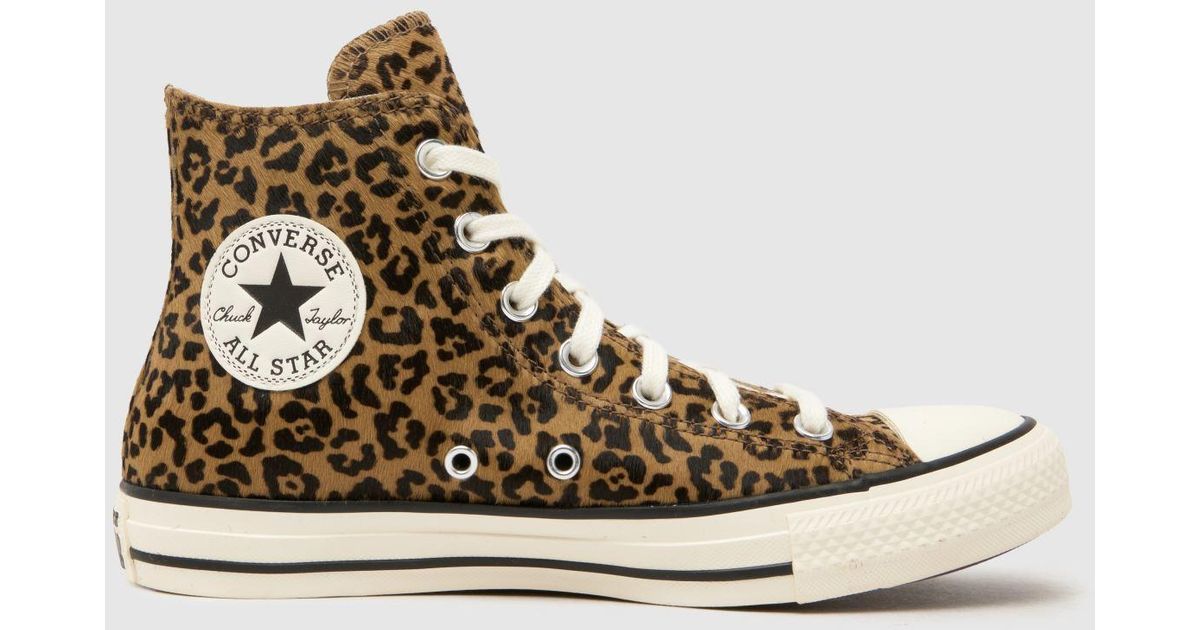 Converse All Star Hi Winterluxe Leopard Trainers in Brown | Lyst UK