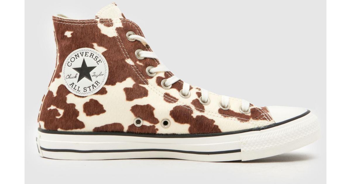 Converse All Star Hi Winterluxe Cow Trainers in Brown | Lyst UK