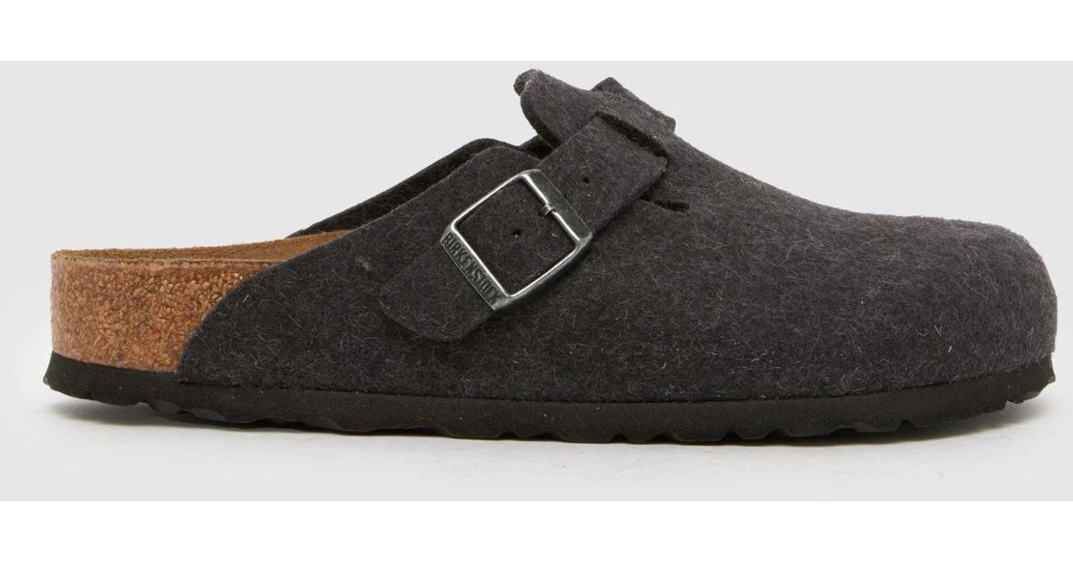 Birkenstock Boston Wool Felt Clog Sandals in Black | Lyst UK