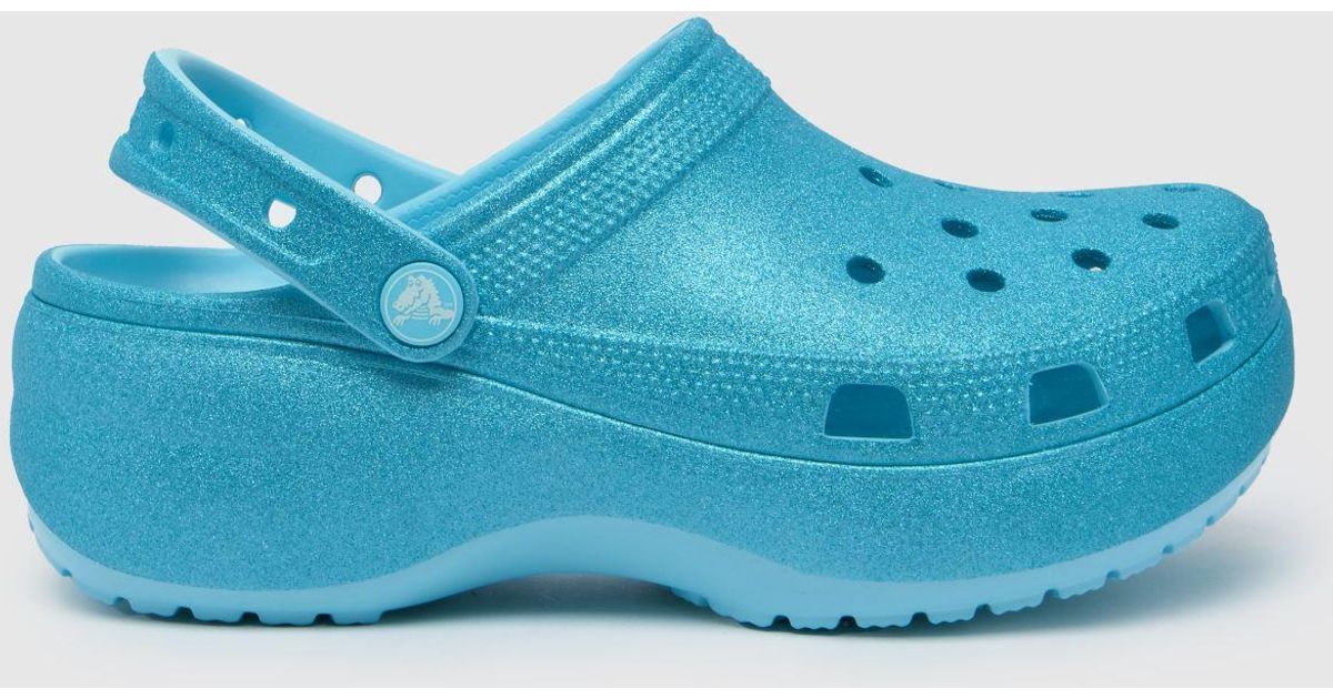 Crocs™ Classic Platform Glitter Clog Sandals In in Blue | Lyst UK