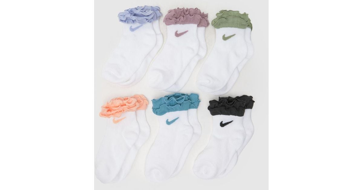 Nike Kids Ruffle Ankle Socks 6 Pk in White | Lyst UK