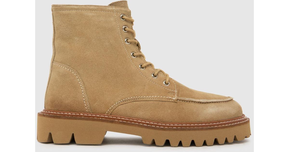 schuh Corrine Suede Moc Toe Boots in Natural | Lyst UK