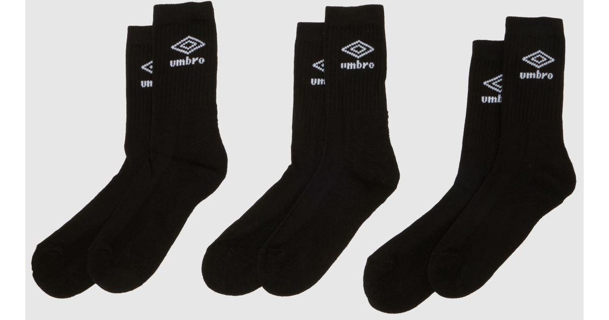 Umbro Sports Crew Sock 3 Pack in Black | Lyst UK