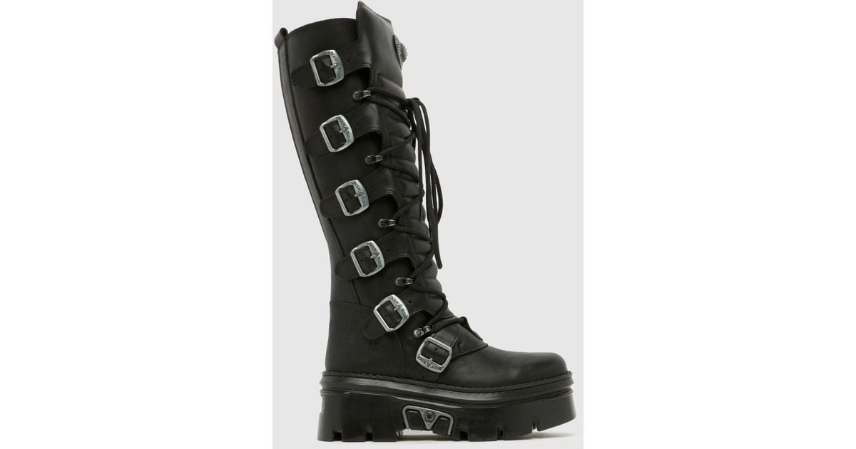 New Rock Venom Tall Boots in Black | Lyst UK