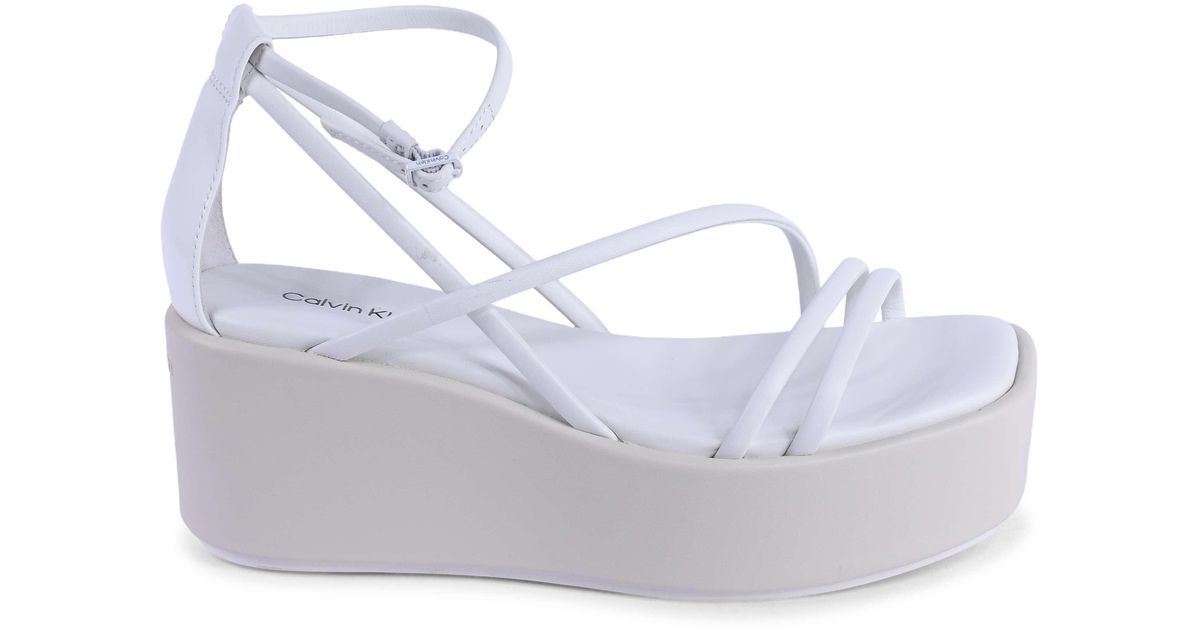 Calvin Klein Platform Wedge Sandals Multistrap in White | Lyst UK