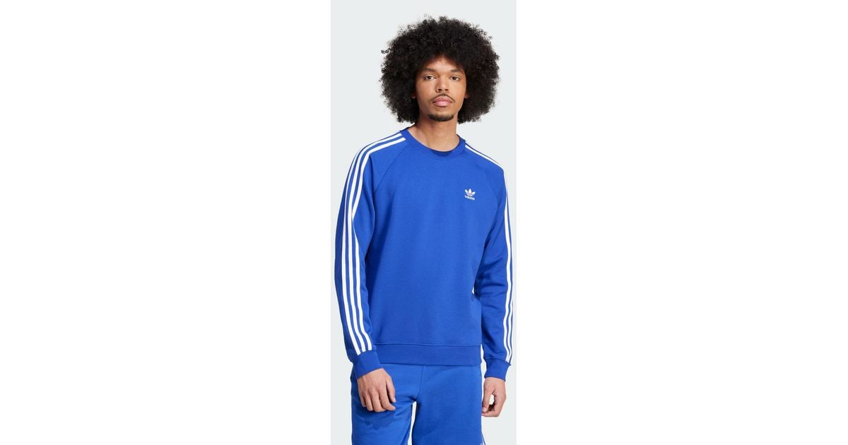 adidas Originals Adicolor Classics 3-Stripes Crew in Blue for Men | Lyst UK