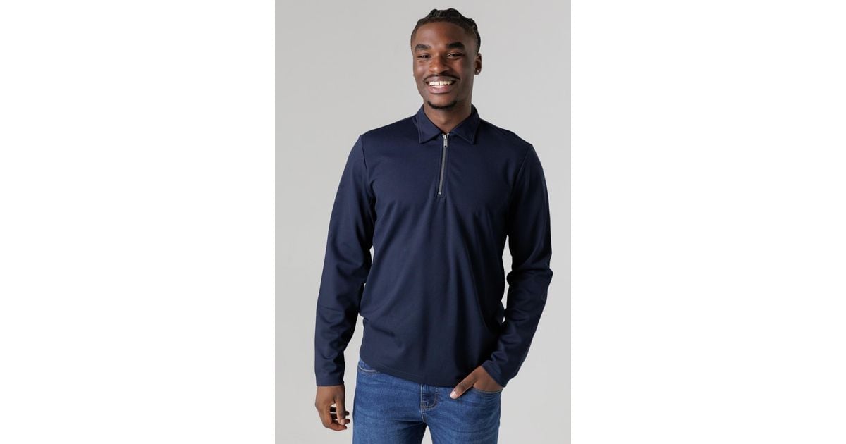 Nines Quarter Zip Fleece Jumper With Smart Collar in Blue for Men | Lyst UK