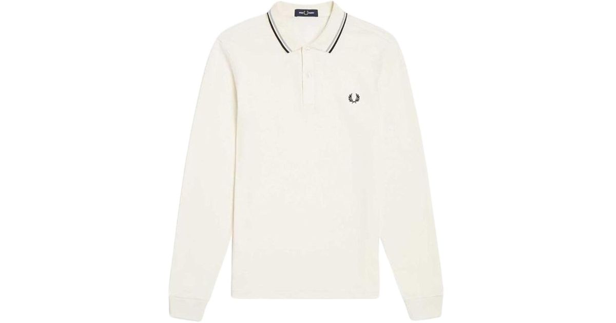 Fred Perry Limestone Twin Tipped Collar Ecru Polo Shirt Cotton in White ...