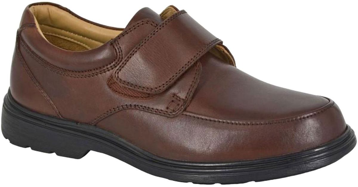 Roamer Leather Extra Wide Fit Touch Fastening Shoes in Brown for Men ...