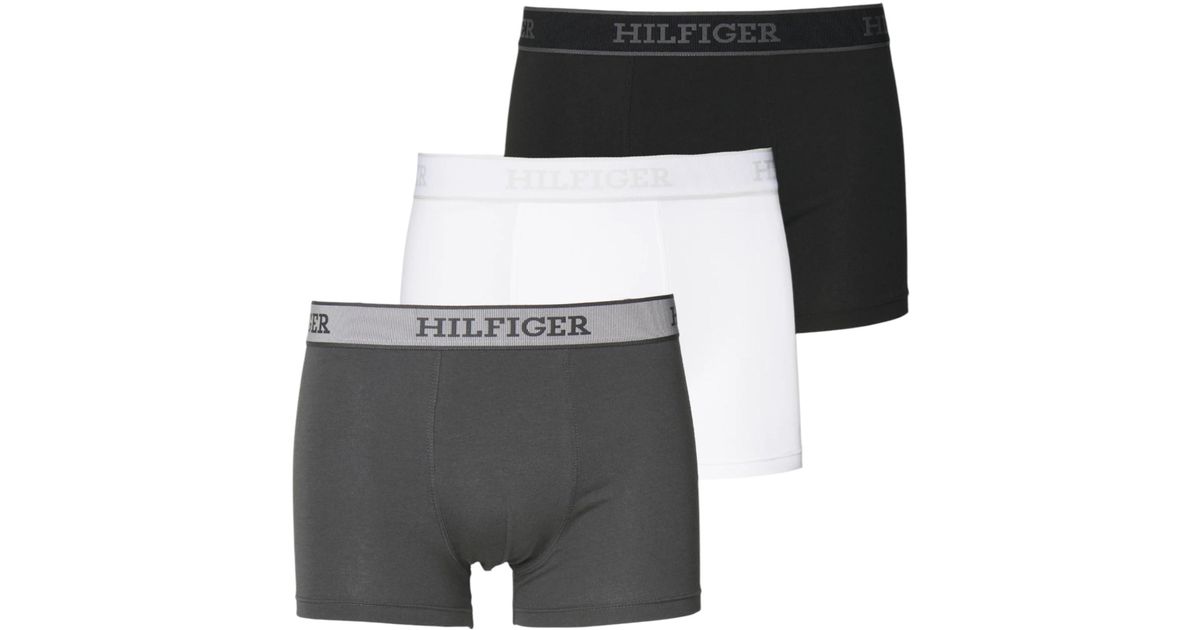 Tommy Hilfiger Trunks 3 Pack Monotype Repeat Logo Stretch in Grey for ...
