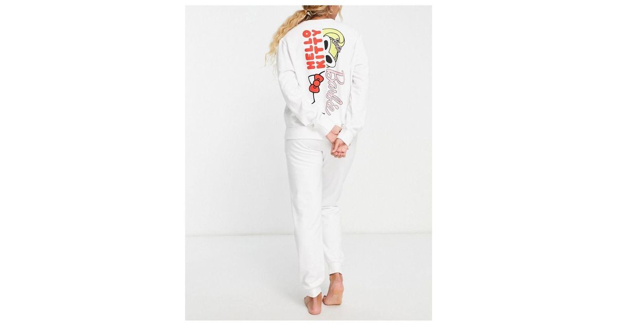 ASOS Barbie X Hello Kitty Lounge Sweat & jogger Set in White | Lyst UK