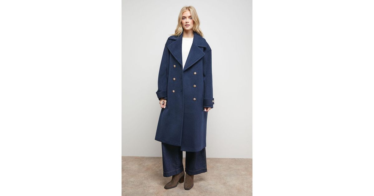 Oasis Relaxed Tailored Coat in Blue | Lyst UK