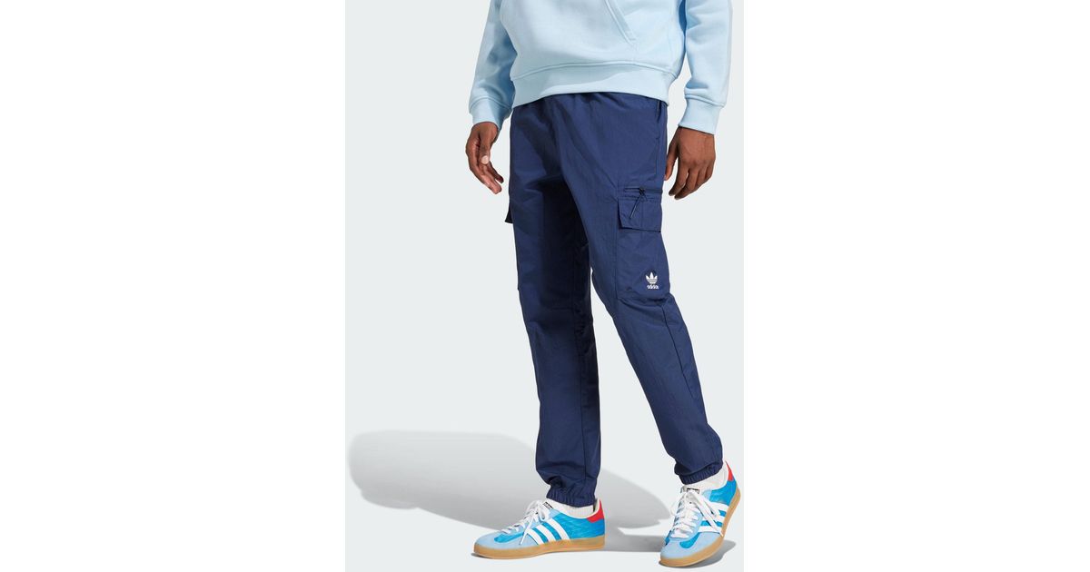 adidas Originals Trefoil Essentials Woven Cargo Pants in Blue for Men ...