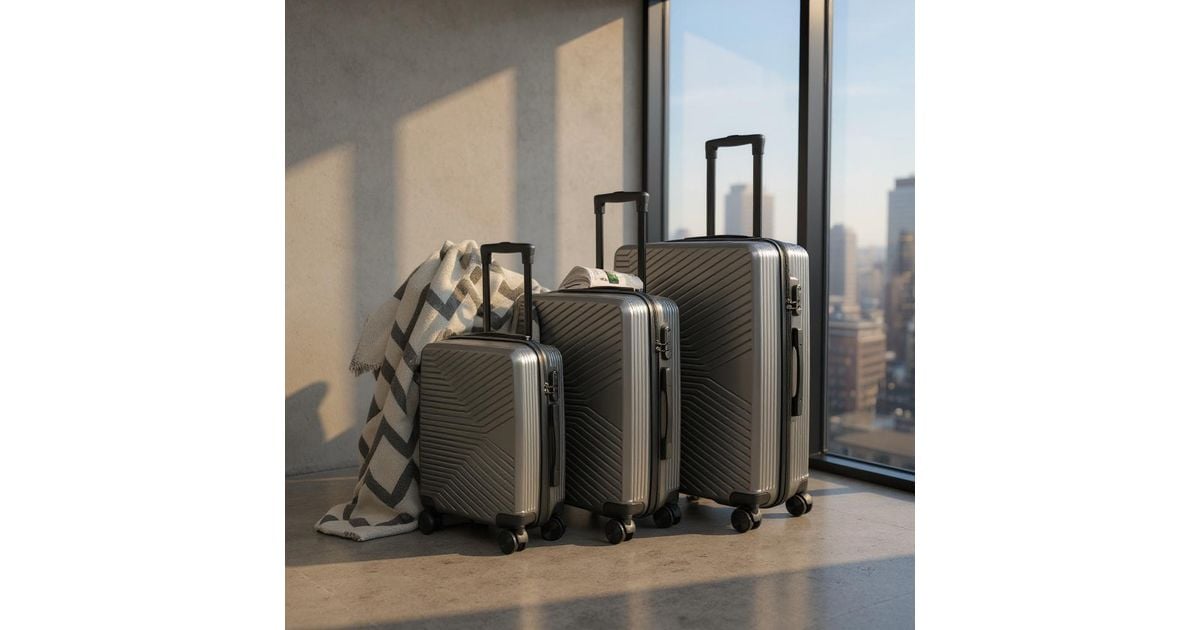 Infinity Leather Hardshell Charcoal Suitcase Robust 8 Wheel Cabin ...