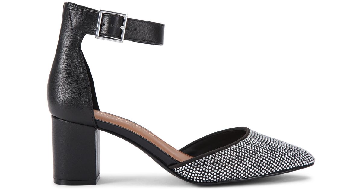 Kurt Geiger Leather Burlington Crystal Heels in Black | Lyst UK