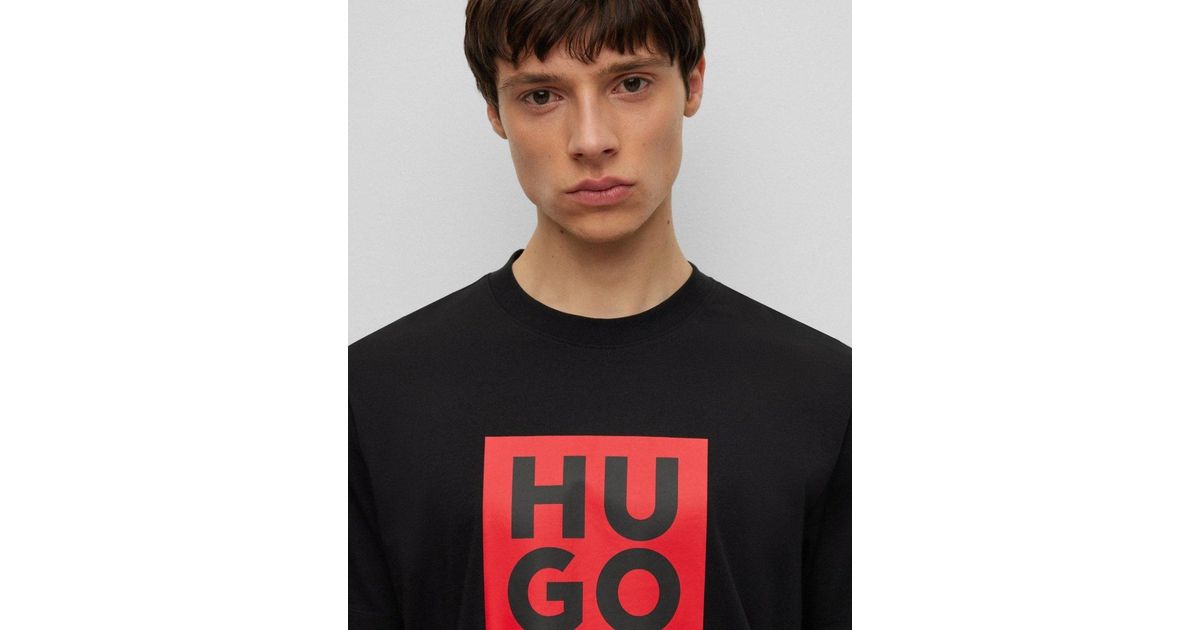 HUGO Daltor Stacked Logo T-Shirt in Black for Men | Lyst UK