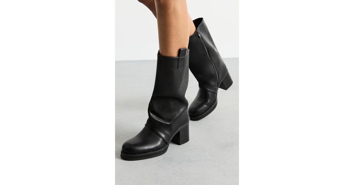 Faith Romie Faux Leather Straight Leg High Block Heel Platform Calf ...