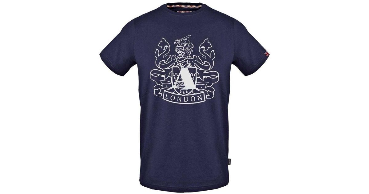 Aquascutum Aldis Shield Logo T-Shirt Cotton in Blue | Lyst UK