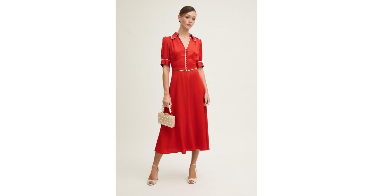 LK Bennett Dr Lou Satin Crepe Dress in Red | Lyst UK
