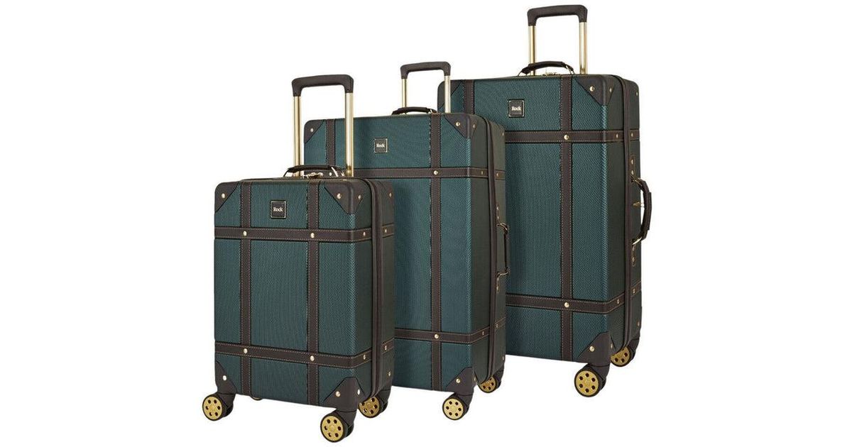 Infinity Leather Hard Shell Trunk Luggage Suitcase in Green | Lyst UK