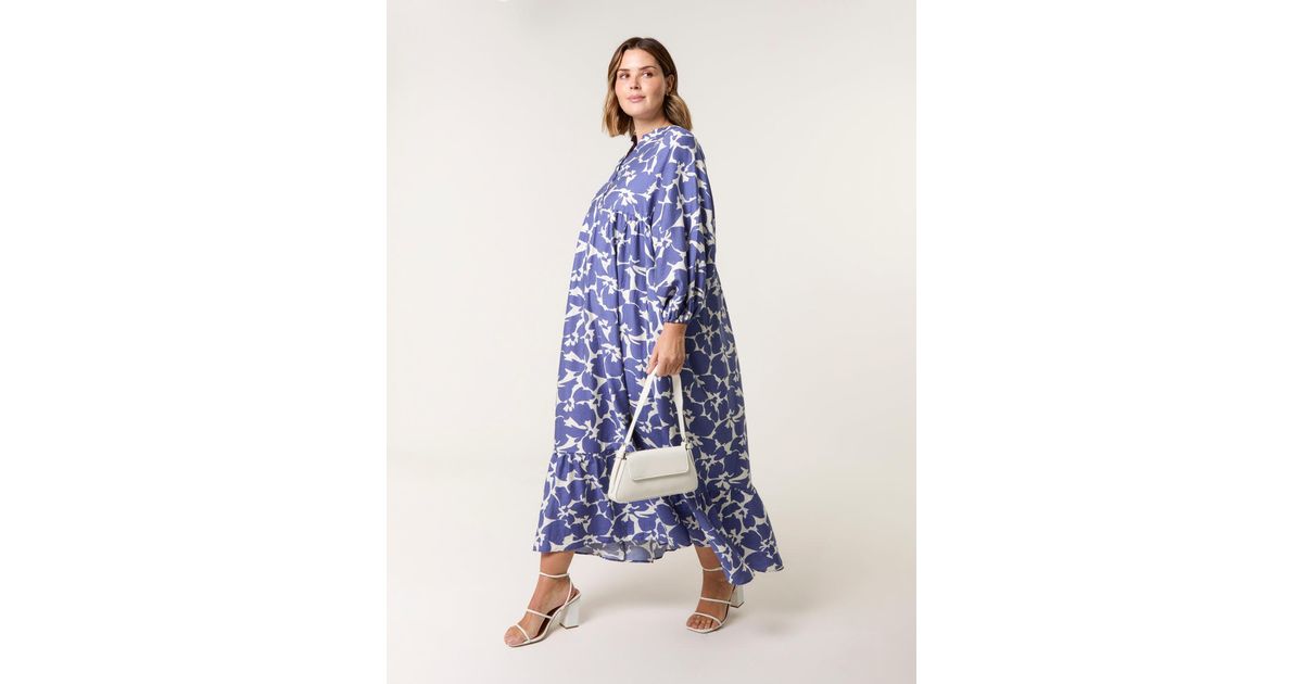 Blue Vanilla Curve Floral Print Dress in Blue | Lyst UK