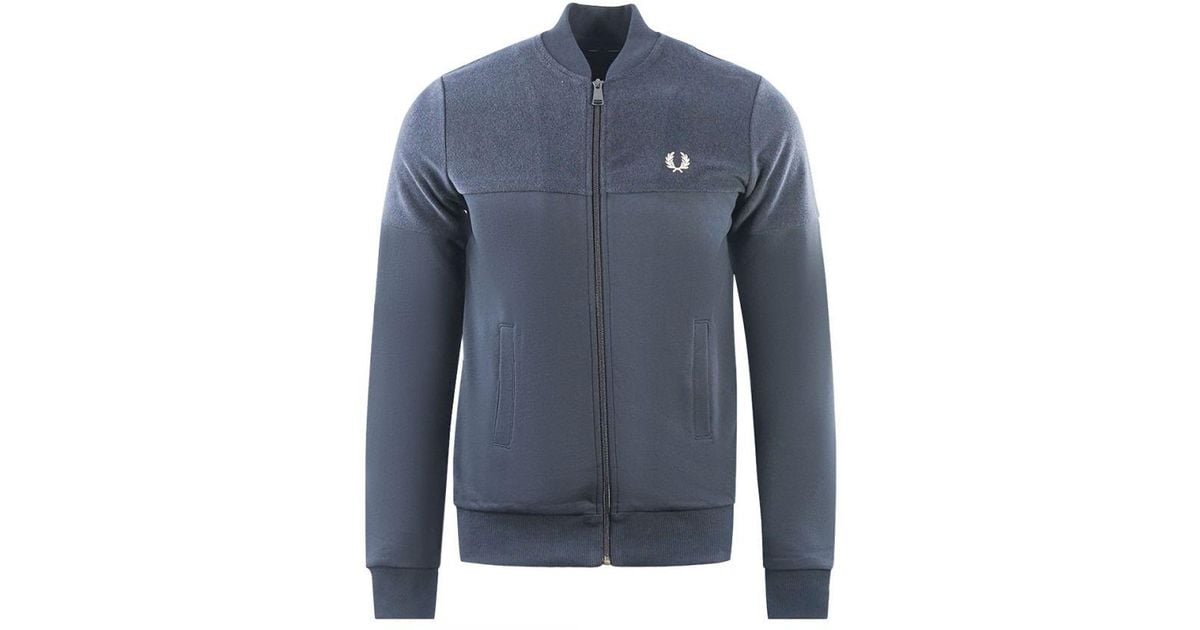 Fred Perry Towelling Panel Track Jacket in Blue for Men | Lyst UK
