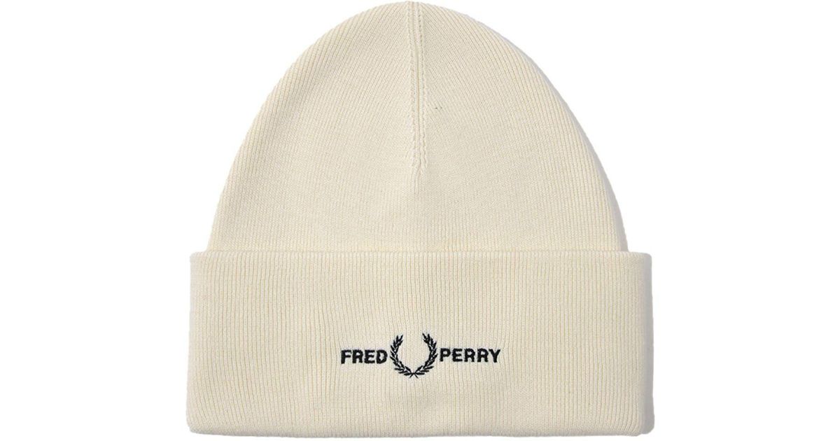 Fred Perry Accessories Graphic Beanie Hat in Natural for Men | Lyst UK